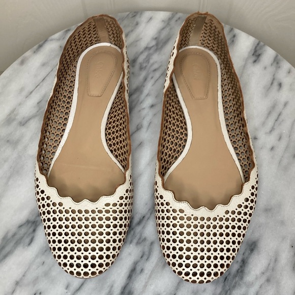 Chloe | Shoes | Chloe Lauren Off White Lasercut Perforated Leather ...